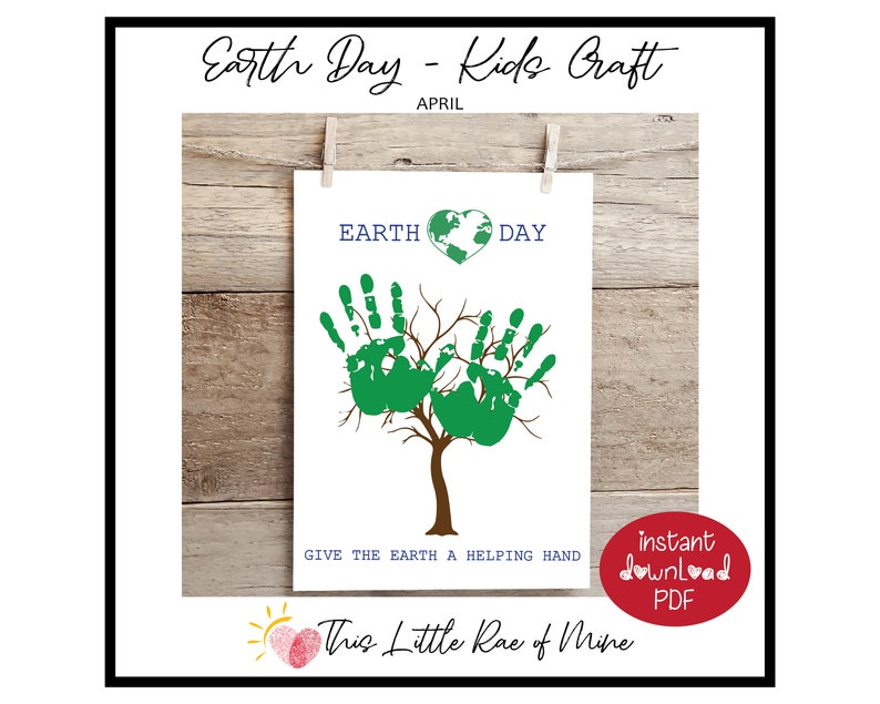Earth Day Helping Hand Handprint Art Keepsake - Etsy