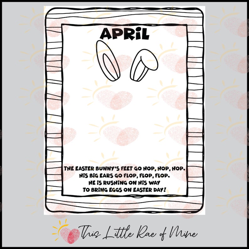 March - April - Easter Bunny - Handprint Art Keepsake - Printable - DIY ...