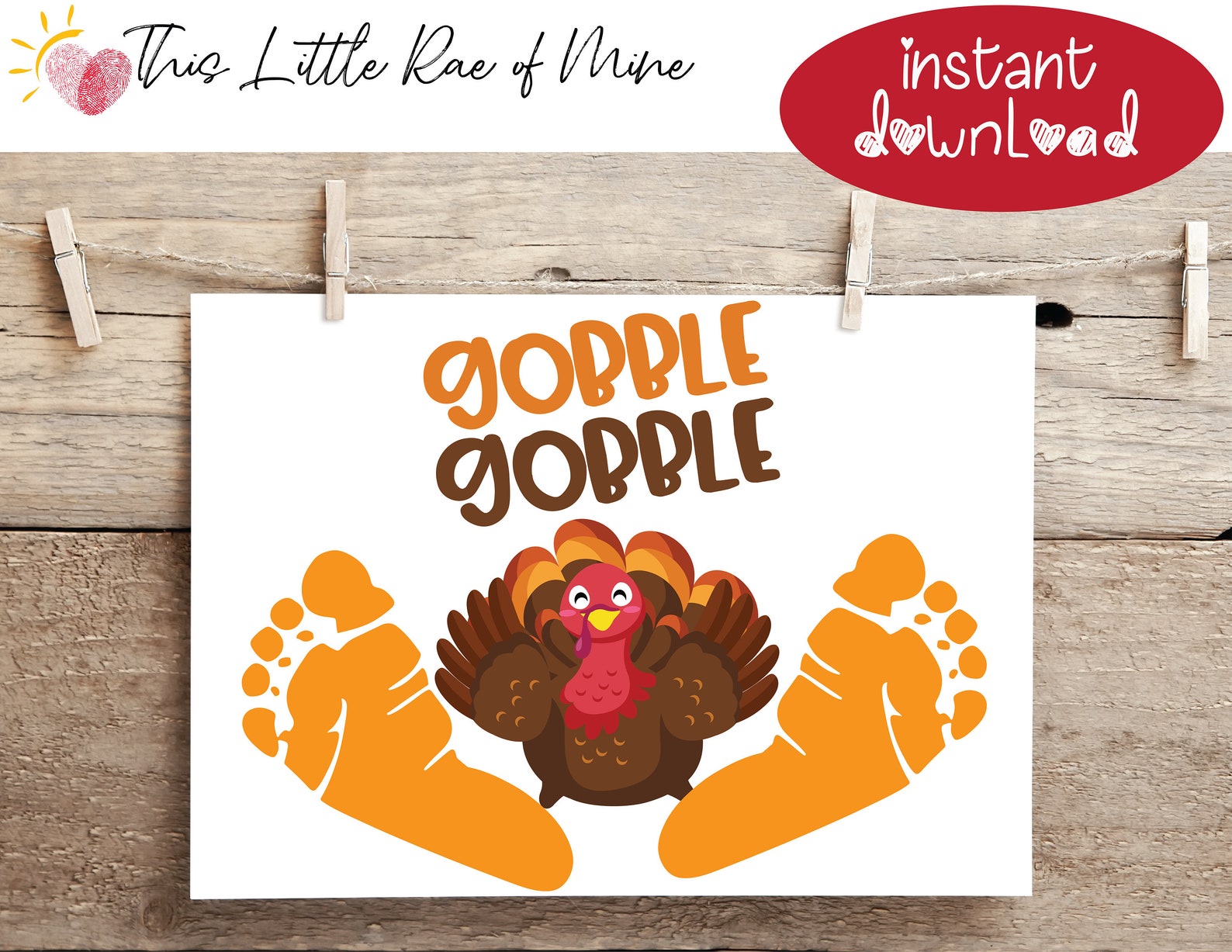 Gobble Turkey Feet Footprint Thanksgiving Handprint - Etsy