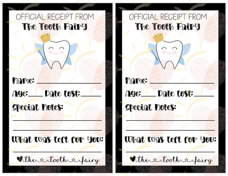 Tooth Tracker and Receipt - Tooth Fairy Certificate - Printable ...