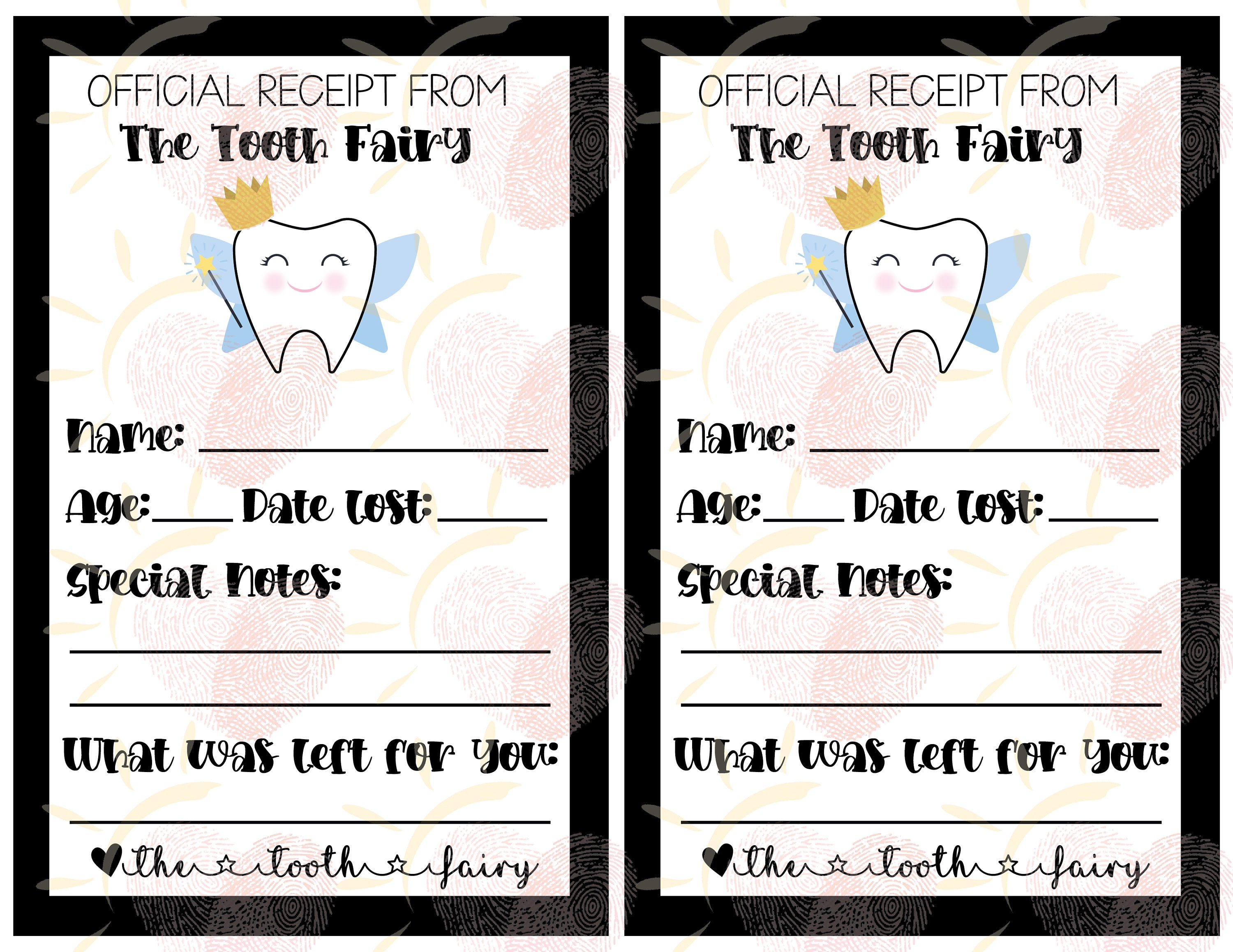 Tooth Tracker and Receipt Tooth Fairy Certificate | Etsy
