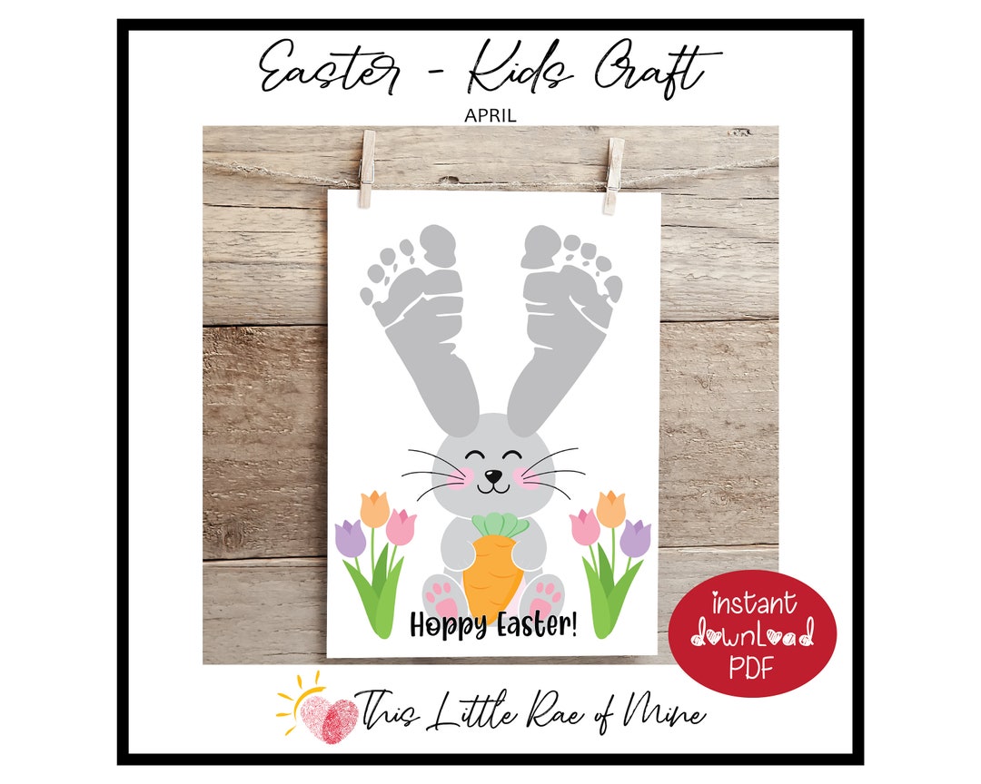 Hoppy Easter - Easter Bunny - Footprint Art - Handprint - Keepsake ...