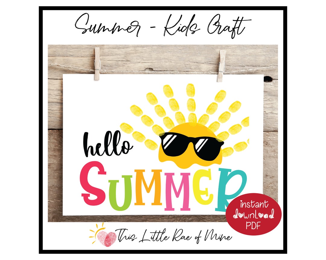 Hello Summer - Sun - Fingerprint Art - Printable - Summer - Keepsake ...