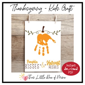 Pumpkin Kisses & Harvest Wishes - Handprint Art - Keepsake - Fall ...