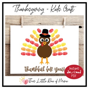 Thankful for You - Thanksgiving - Turkey - Feathers - Fingerprint Art ...