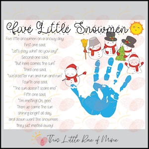 Five Little Snowmen - Christmas - Snow Day - Poem - Handprint Art ...
