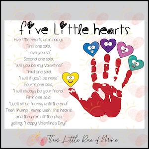 Five Little Hearts Valentine's Day Poem Handprint Art Keepsake ...