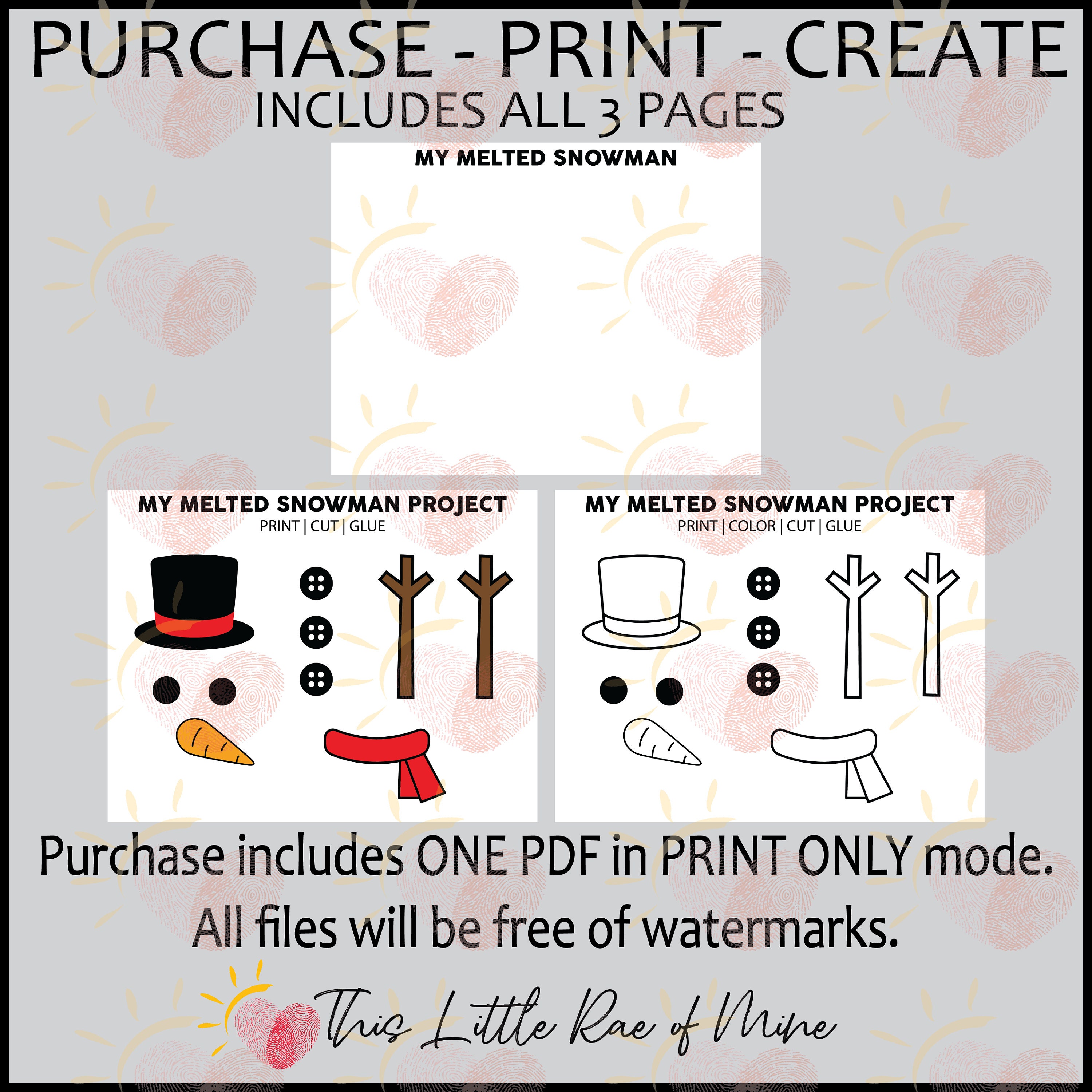 My Melted Snowman Project - Printable - No Prep Worksheet - Winter ...
