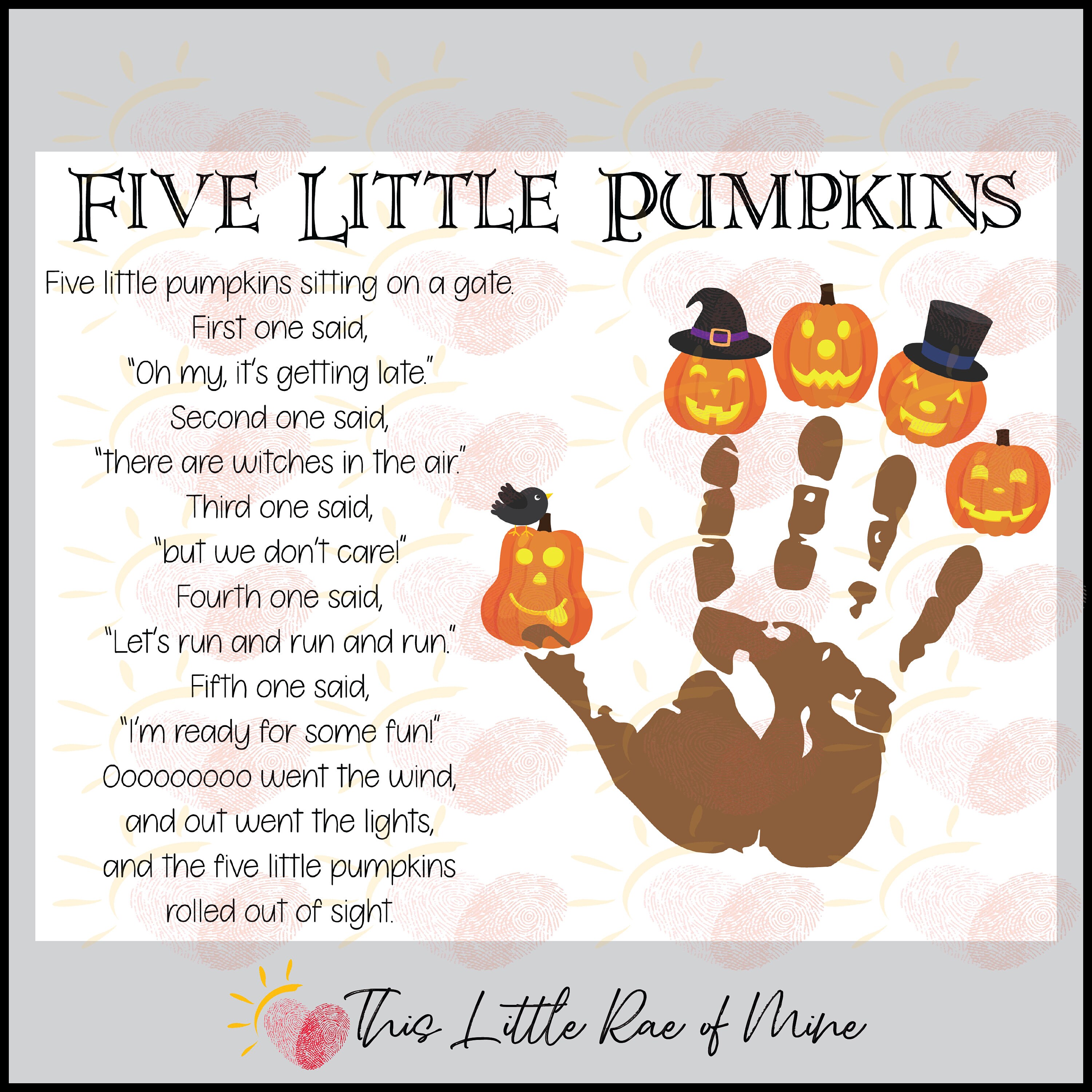 Five Little Pumpkins - Jack-o-lantern - Halloween - Poem - Handprint ...