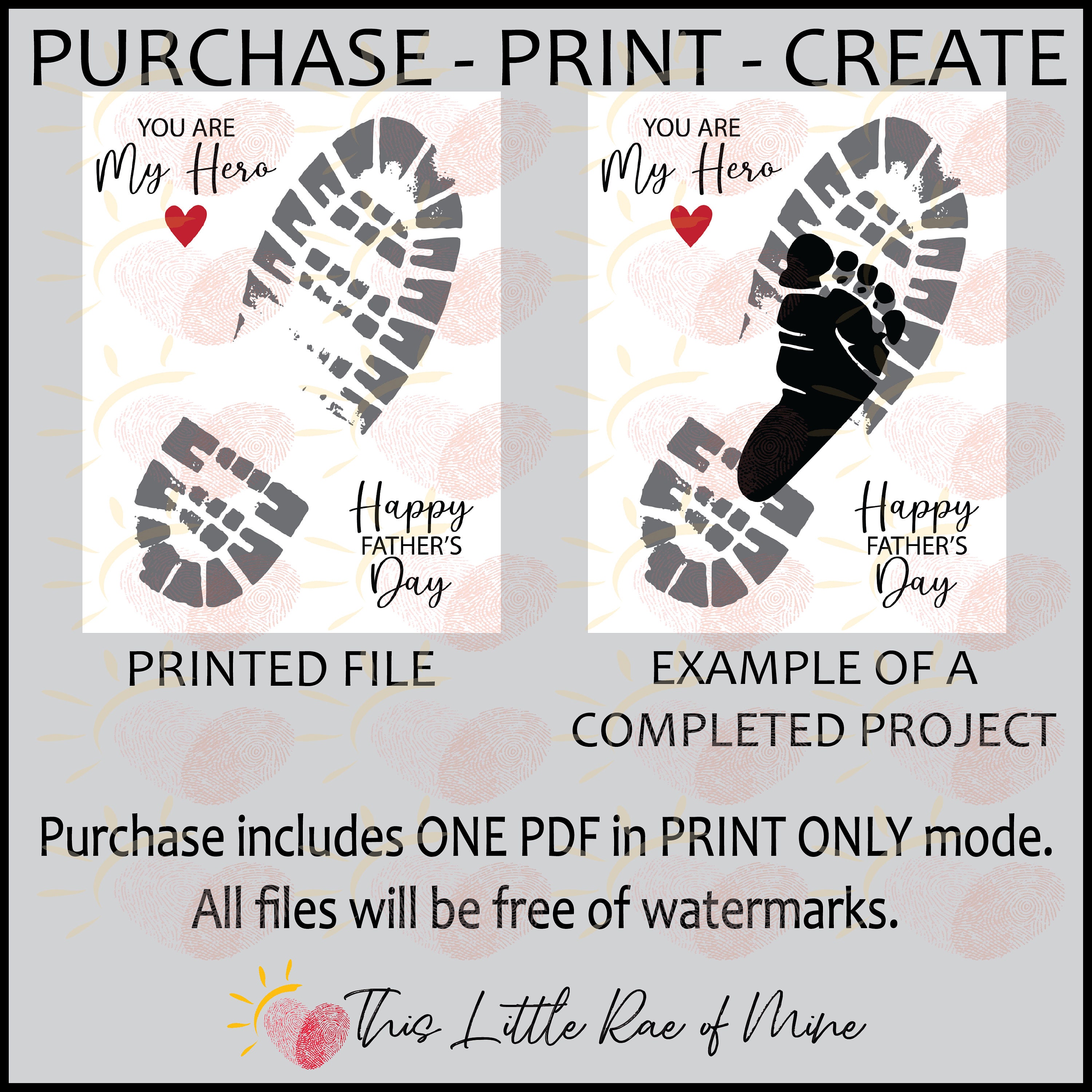 You Are My Hero - Footsteps - Father's Day - Printable - Handprint ...
