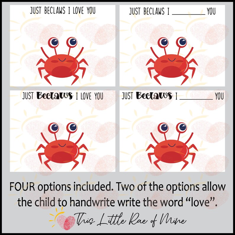 Just Beclaws I Love You - Crab - Valentine's Day Printable - Handprint ...