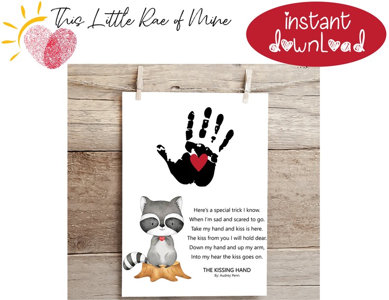 The Kissing Hand Racoon Story Book Craft First Day of - Etsy