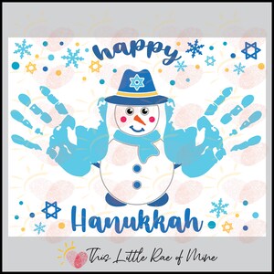 Happy Hanukkah - Snowman - Handprint Art - Keepsake - Printable - for ...