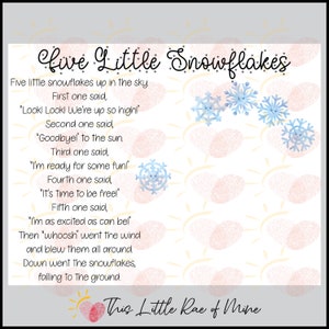 Five Little Snowflakes - Winter - Poem - Handprint Art Keepsake ...