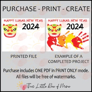 Lunar New Year Chinese New Year Dragon Handprint Art Printable DIY Kid ...