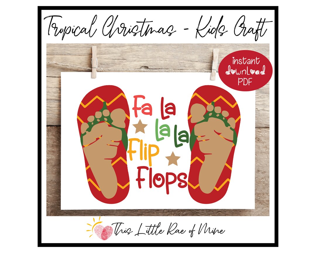 Fa La La La - Flip Flops - Tropical Christmas in July - Footprint Art ...