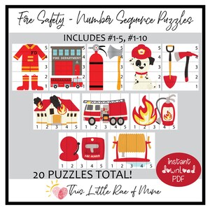 Fire Safety Week - Number Sequence Puzzle - Printable - Autumn - Math ...