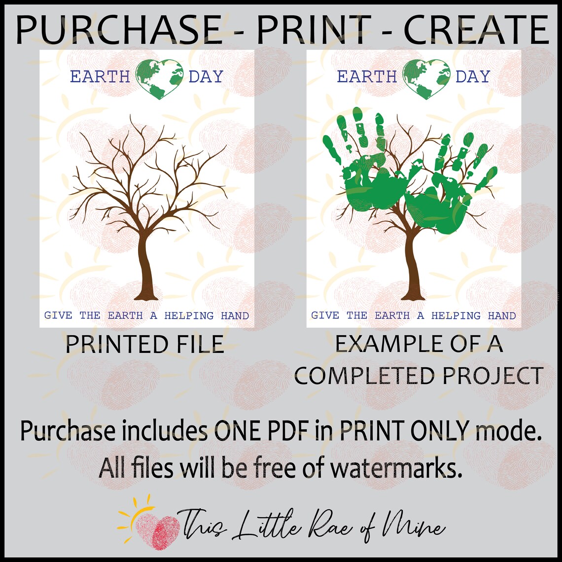 Earth Day - Helping Hand - Handprint Art - Keepsake - Printable ...