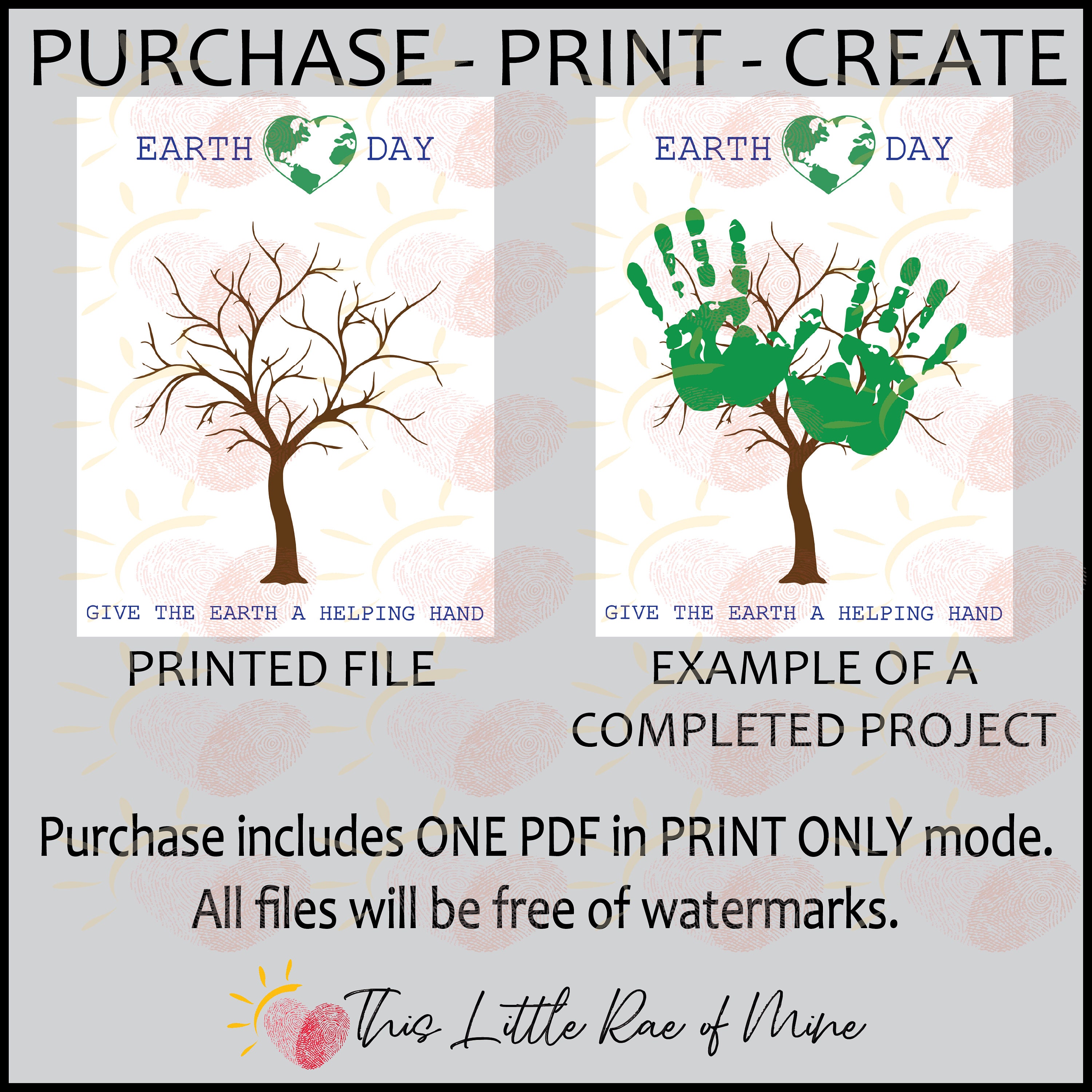 Earth Day - Helping Hand - Handprint Art - Keepsake - Printable ...