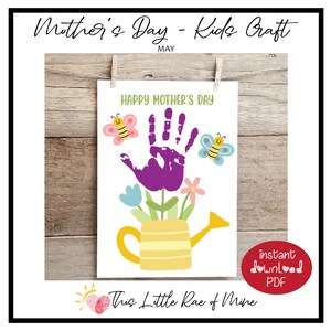 Happy Mother's Day - Flower - Handprint Art - Printable - Keepsake ...