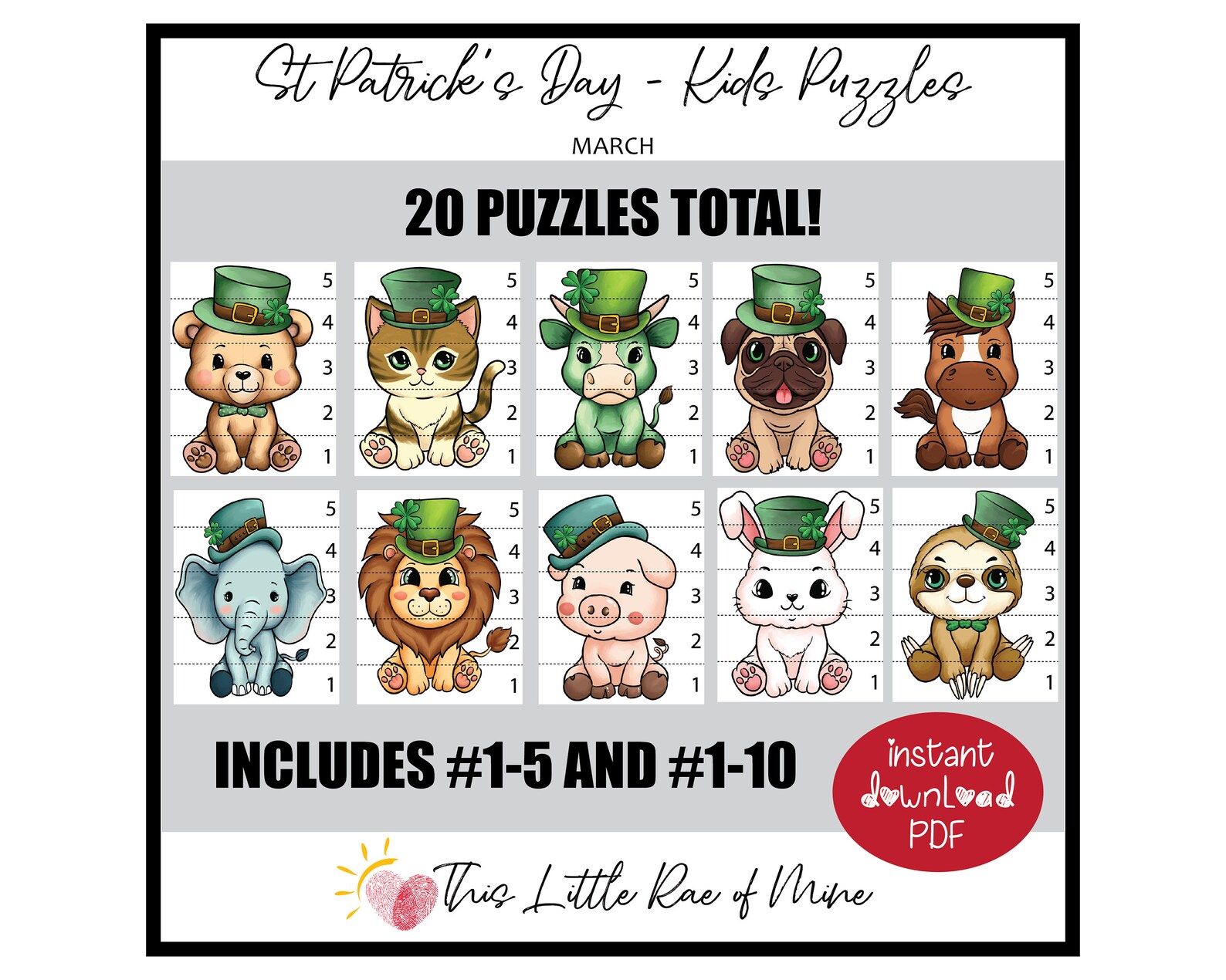 St Patrick's Day Number Sequence Puzzle Printable - Etsy
