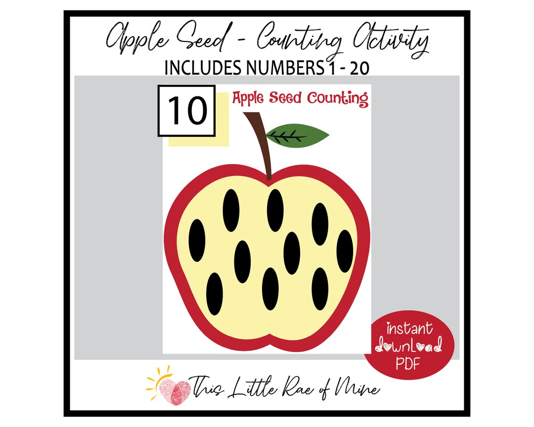 Apple Seed - Counting Mat - Numbers 1-20 - Autumn - Fall - Printable ...