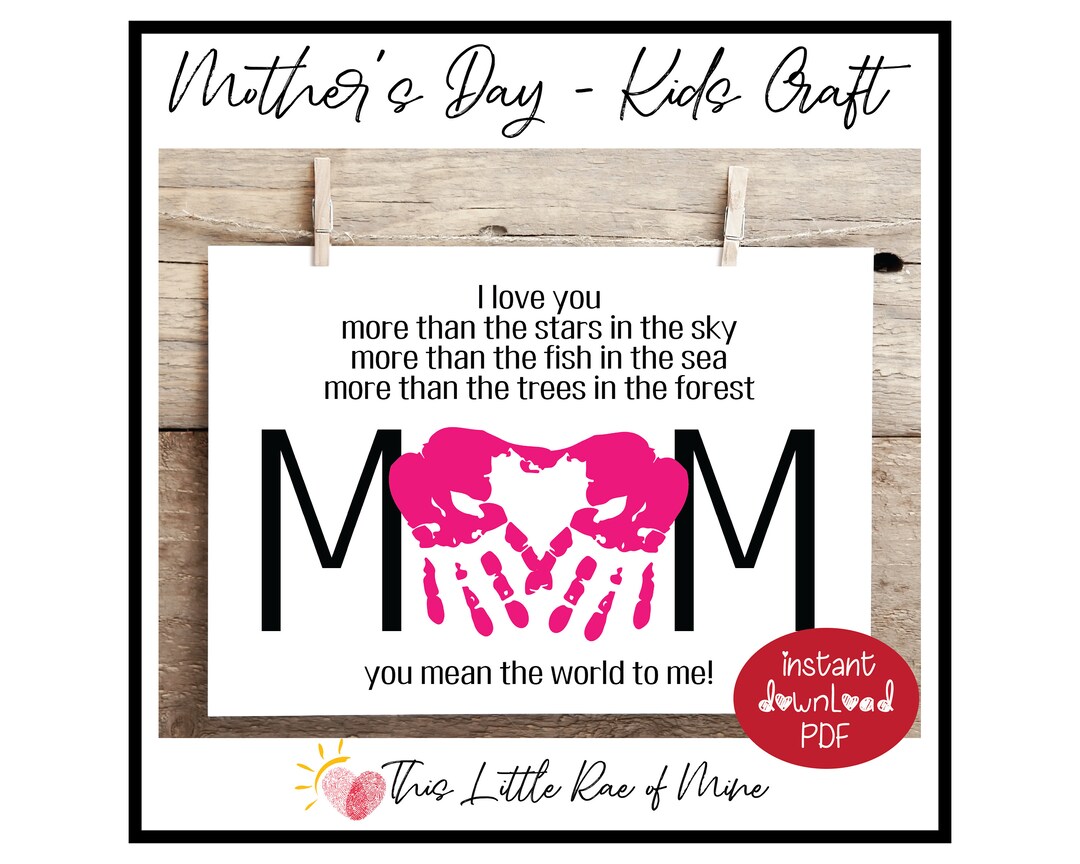 Mom - I Love You More Than - Mother's Day - Birthday - Handprint Art ...