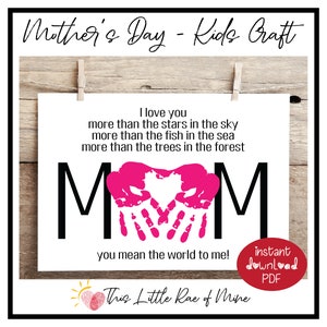 Mom - I Love You More Than - Mother's Day - Birthday - Handprint Art ...