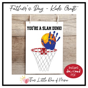 Slam Dunk - Basketball - Father's Day - Printable - Handprint Art ...