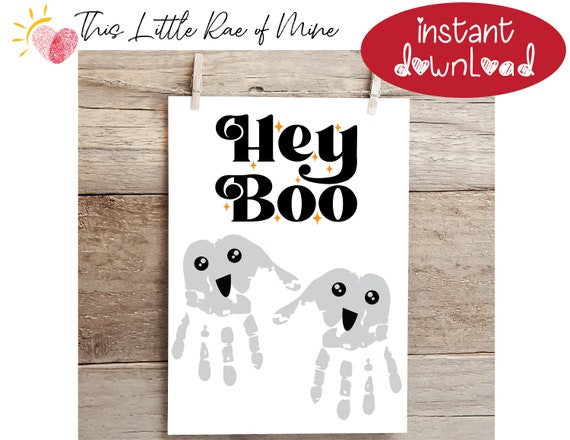 Hey Boo Ghost Handprint Halloween October Handprint - Etsy