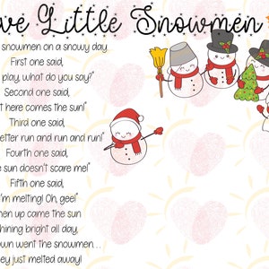 Five Little Snowmen Christmas Snow Day Poem Handprint - Etsy