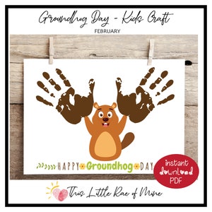 Groundhog Day - Spring - Winter - Handprint Art - Printable - DIY Kid ...