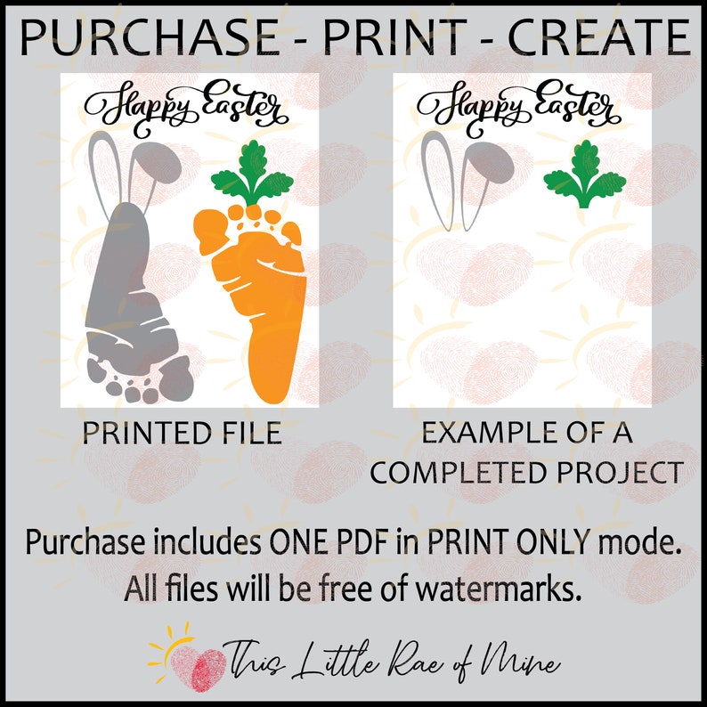 Happy Easter - Carrot - Bunny - Footprint Art - Handprint - Keepsake ...