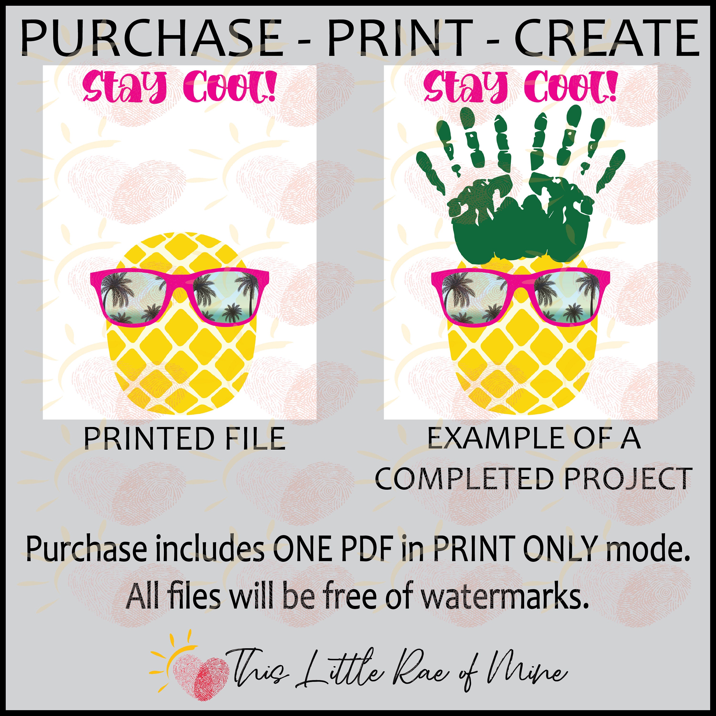 Stay Cool Pineapple Summer Fun Footprint Handprint Art - Etsy