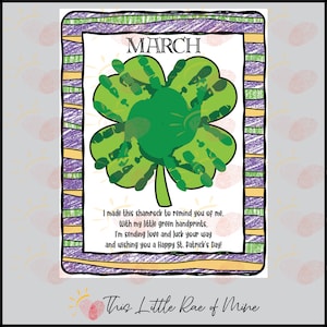 March - Shamrock - Handprint Art Keepsake - Printable - DIY Kid Craft ...
