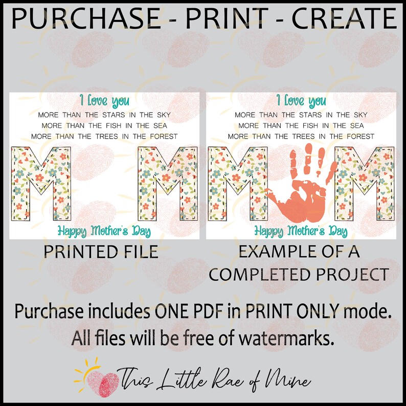 Mom - I Love You More Than - Handprint Art - Mother's Day - Printable ...