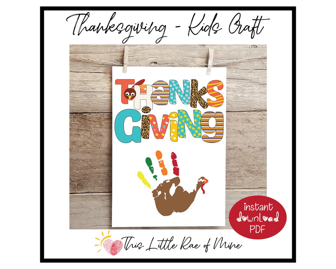 Thanksgiving - Turkey - Handprint Art - Keepsake - Printable for Kids ...