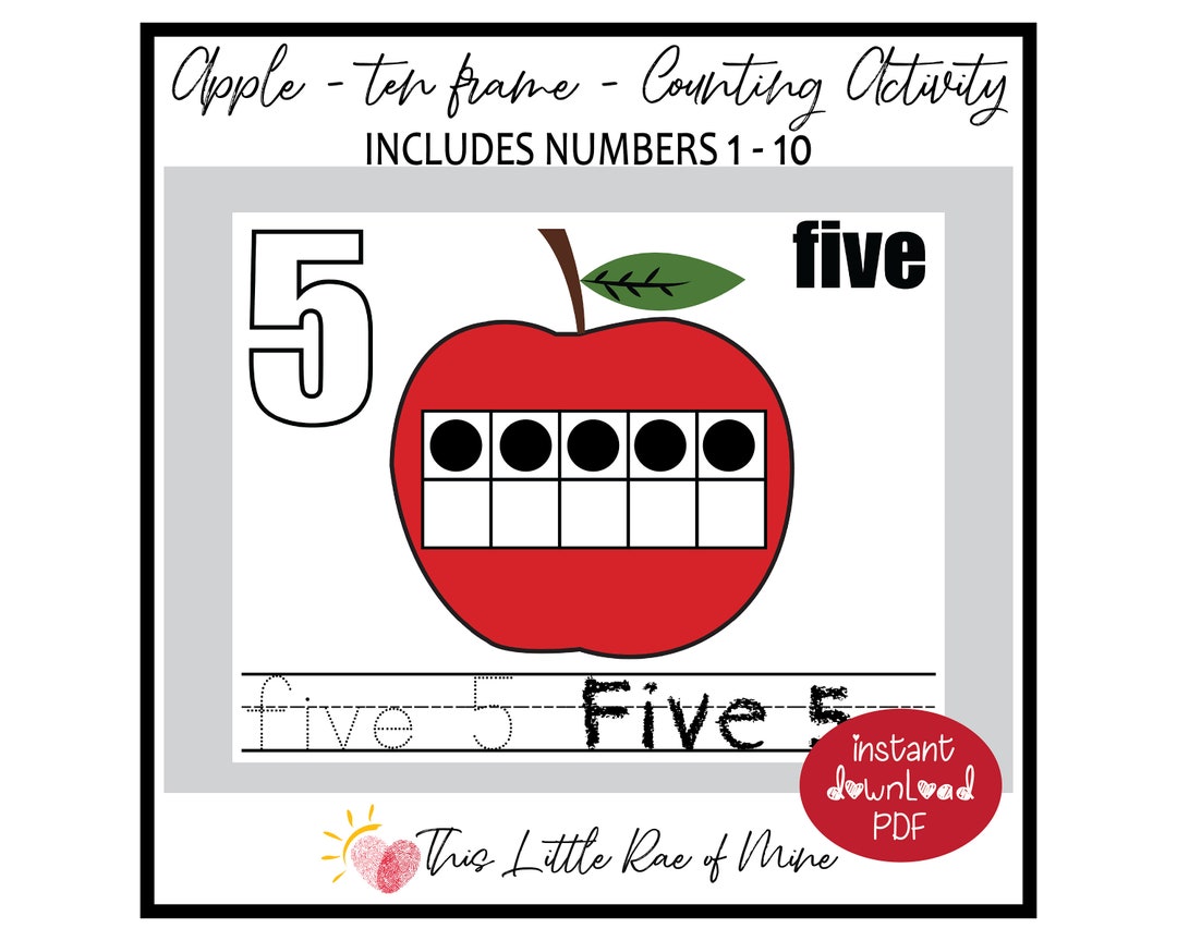 Fall - Apple - 10 Frame - Play Dough - Counting Mat - Printable - Math ...