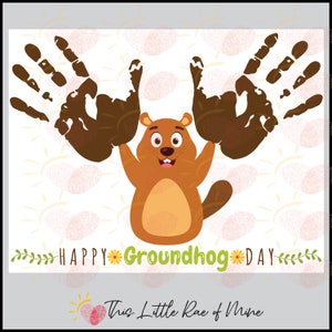 Groundhog Day Spring Winter Handprint Art Printable DIY Kid Craft ...