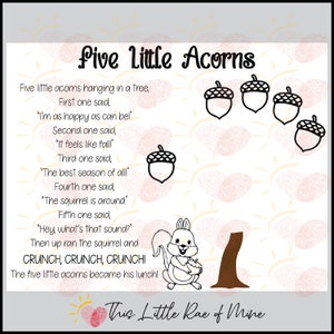 Five Little Acorns - Handprint Art - Fingerprint - Keepsake Printable ...