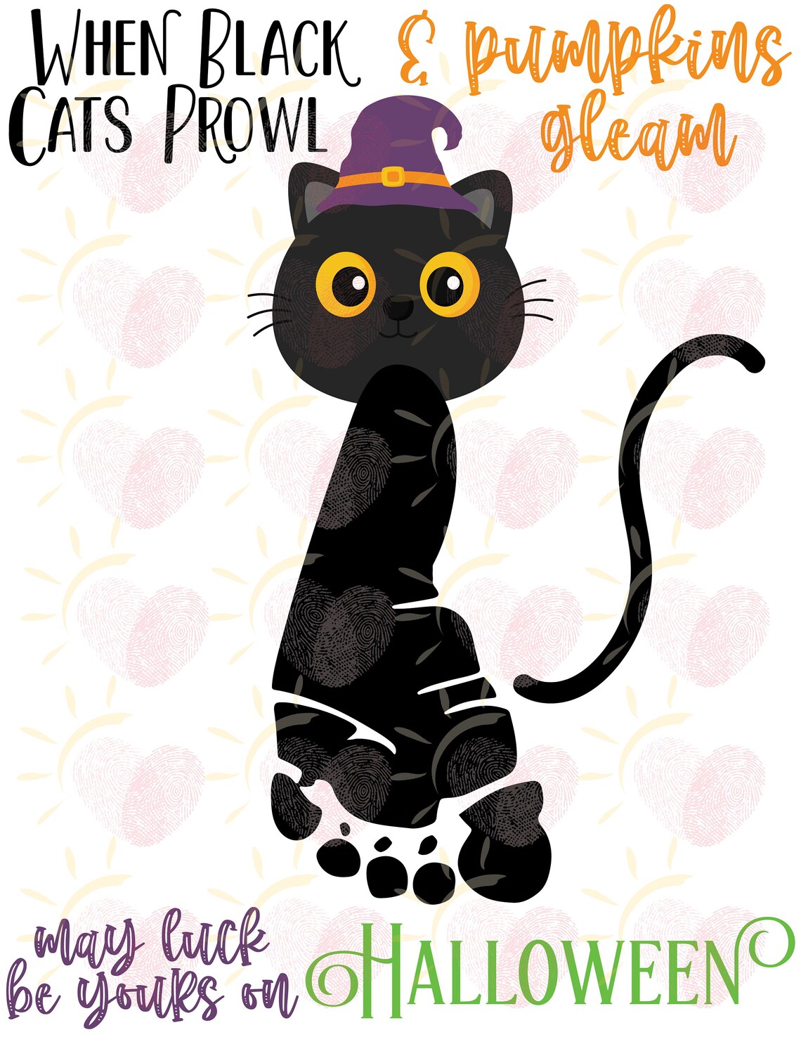 Black Cats Prowl Pumpkin Halloween Footprint October - Etsy
