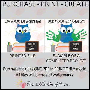 Owl - First Day of School – Handprint Art - Keepsake – DIY Kid Craft ...