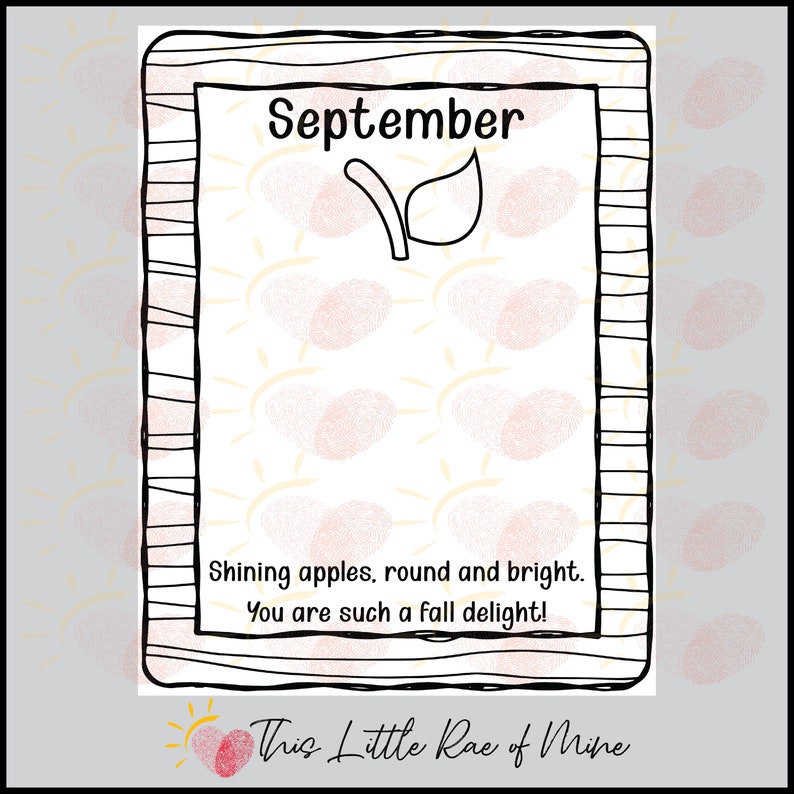 September Apple Handprint Art Keepsake Printable DIY - Etsy