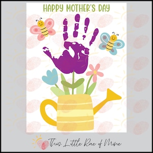 Happy Mother's Day - Flower - Handprint Art - Printable - Keepsake ...
