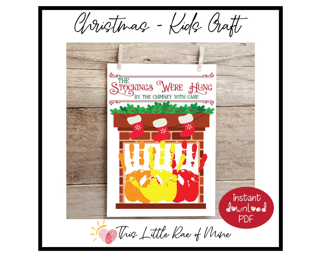 The Stockings Were Hung - Christmas - Fire Place Chimney - Handprint ...