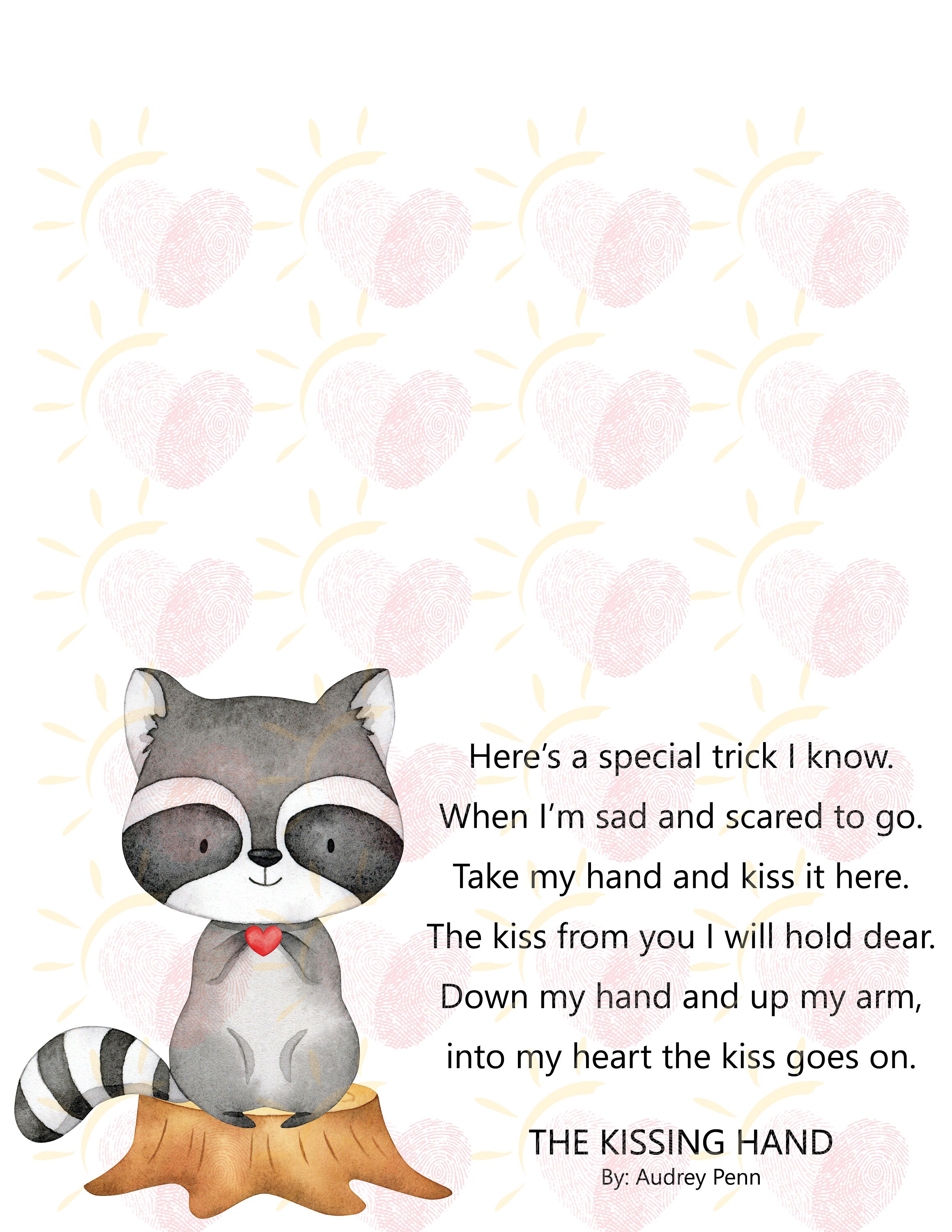 The Kissing Hand Racoon Story Book Craft First Day of - Etsy