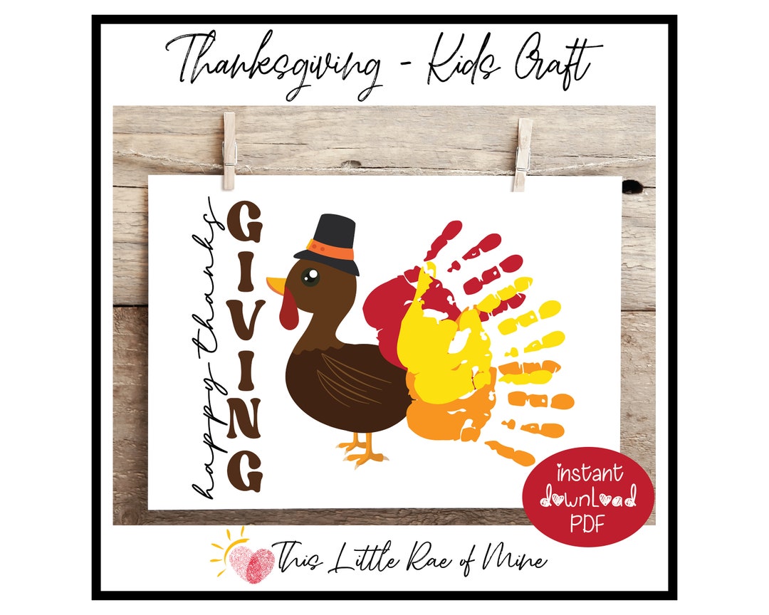 Happy Thanksgiving - Turkey - Feathers - Handprint Art - Keepsake ...