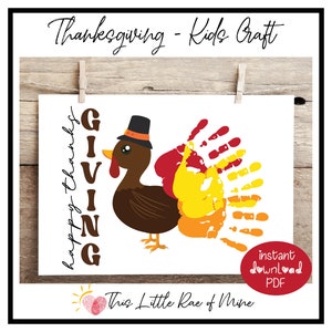 Happy Thanksgiving - Turkey - Feathers - Handprint Art - Keepsake ...