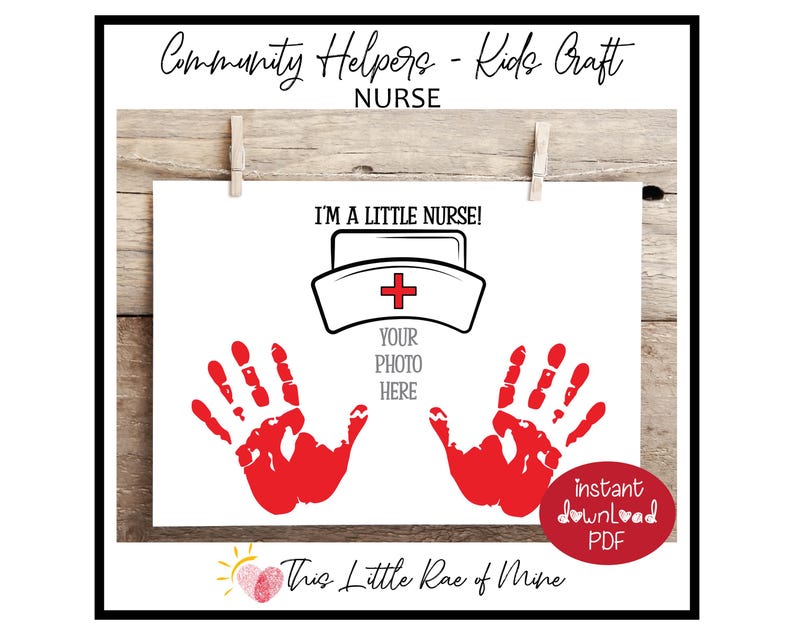 Little Nurse - Handprint Art - Photo - Keepsake - Printable - Kids ...