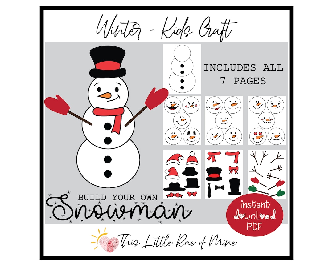 Build Your Own Snowman Christmas Winter Holiday Snow Printable Activity ...